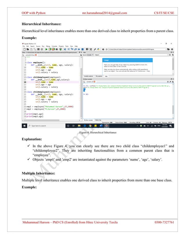 Lecture # 02 - OOP with Python Language by Muhammad Haroon | PDF