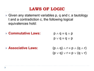 Discreate Truth tables and laws of logic | PPT