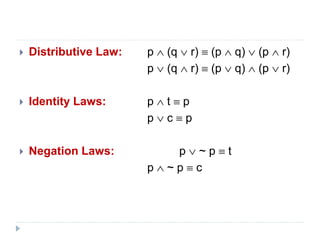 Discreate Truth tables and laws of logic | PPTX