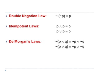 Discreate Truth tables and laws of logic | PPT
