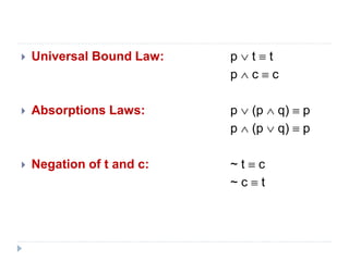 Discreate Truth tables and laws of logic | PPT