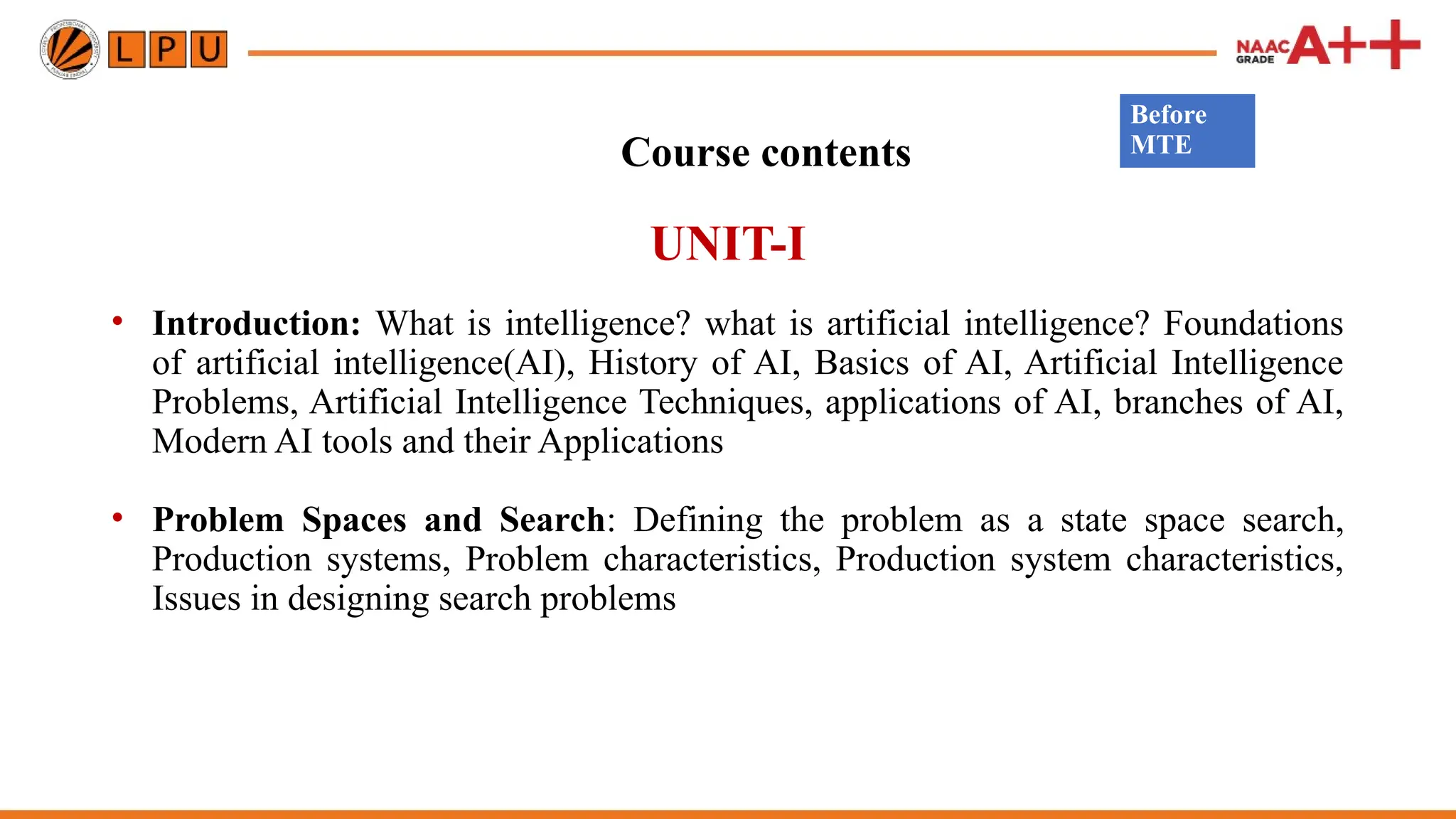 INT428_Zero Lecture Artificial Intelligence in L.P.U | PPTX