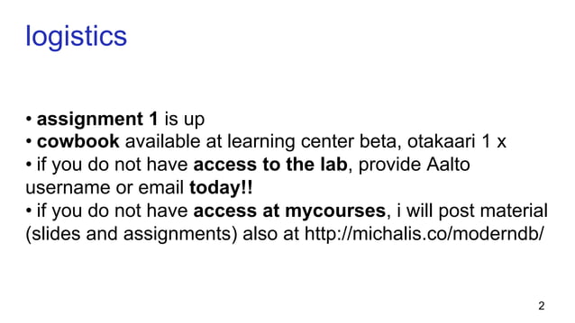 Modern Database Systems - Lecture 02 | PPT