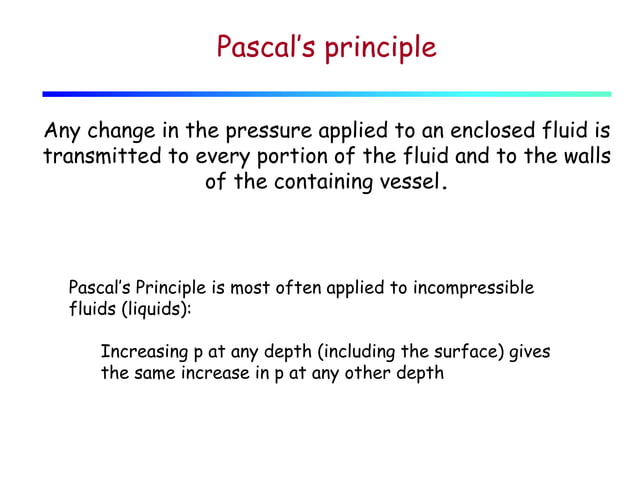 Lecture 02 density, pressure and pascal's principle | PPT | Chemistry | Science