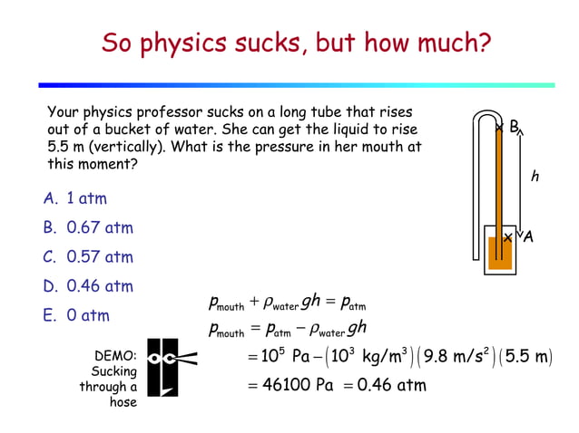 Lecture 02 density, pressure and pascal's principle | PPT | Chemistry ...