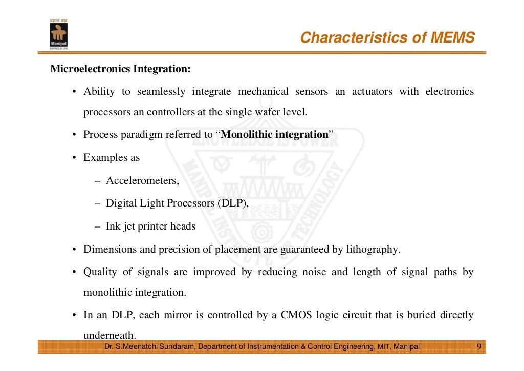 Lecture 02 History And Characteristics Of Mems