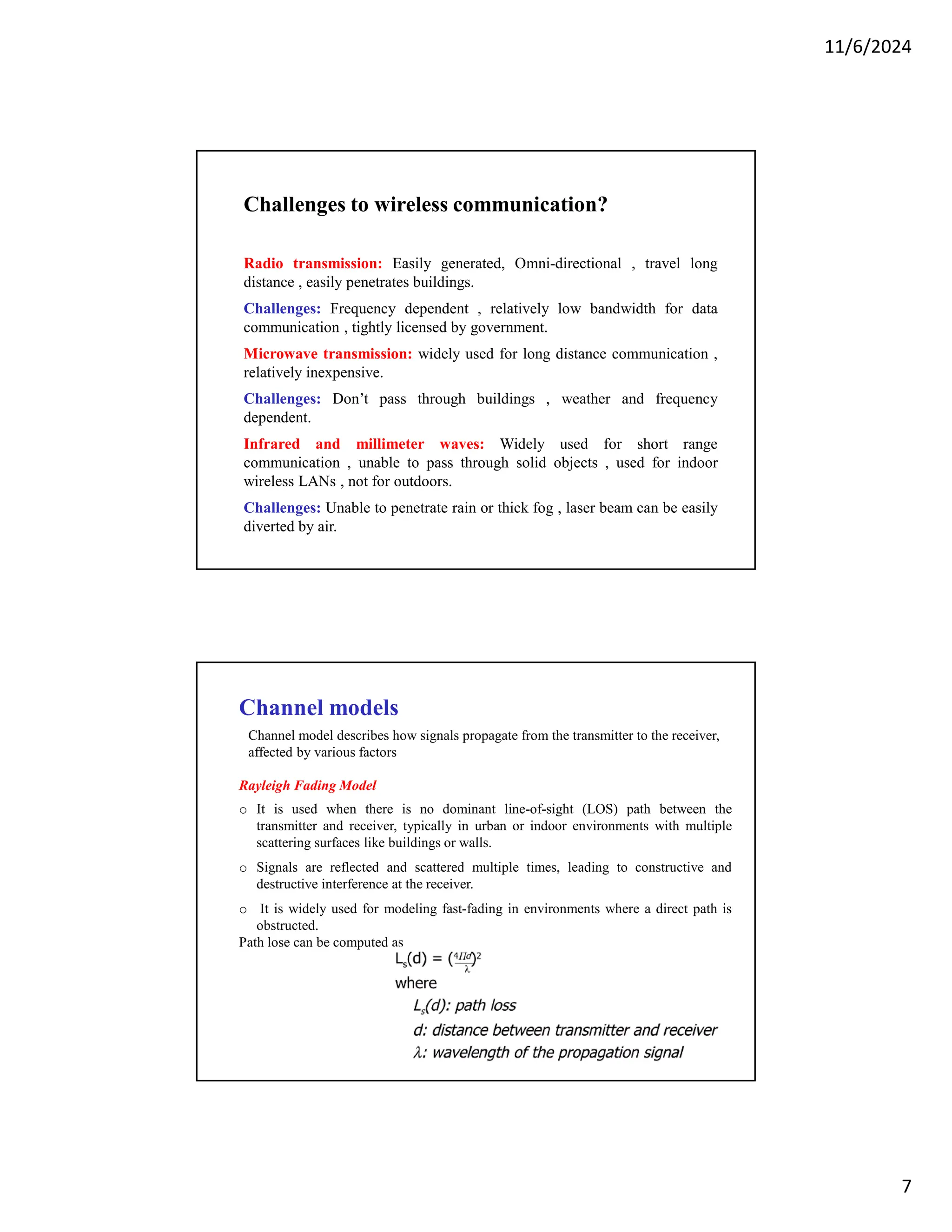 Lecture 02-Wireless propagation and channel modeling | PDF
