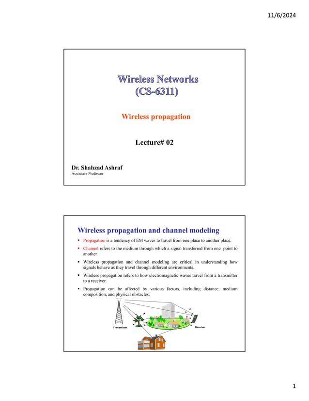Lecture 02-Wireless propagation and channel modeling | PDF