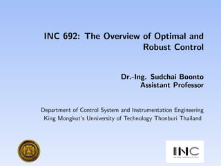 The Overview of Optimal and Robust Control | PDF