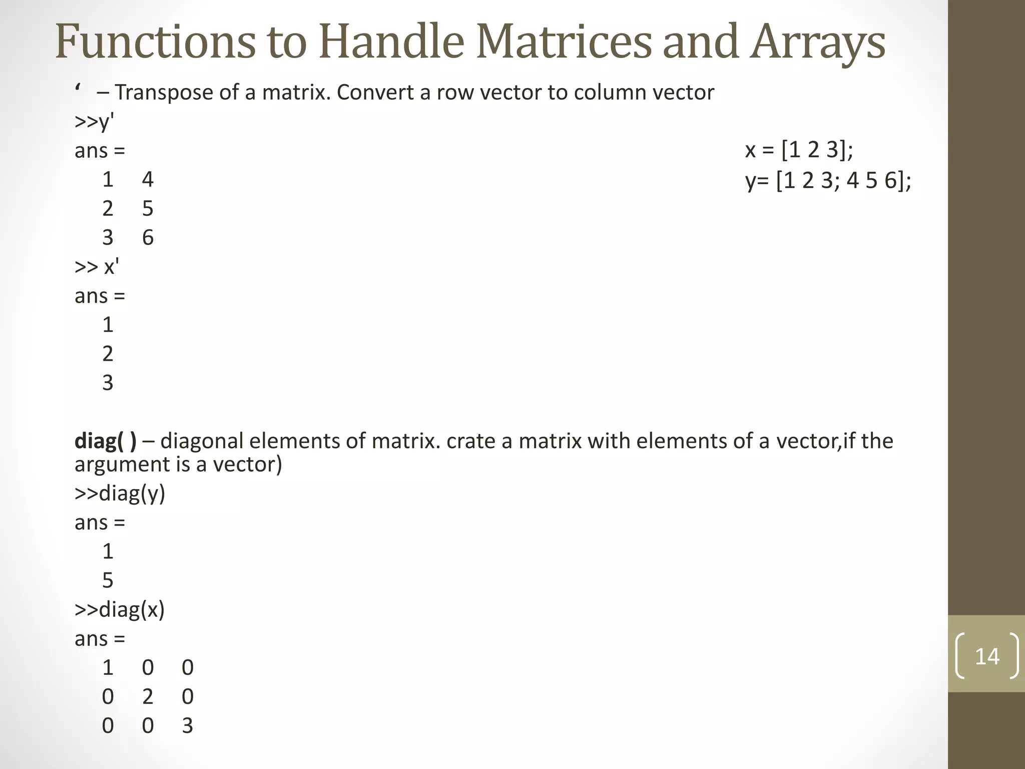 MATLAB - Arrays and Matrices | PPTX MATLAB - Arrays and Matrices | PPTX