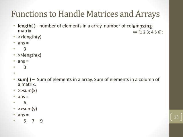 MATLAB - Arrays and Matrices | PPTX