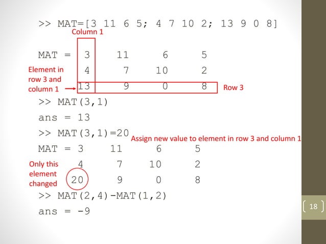 MATLAB - Arrays and Matrices | PPT