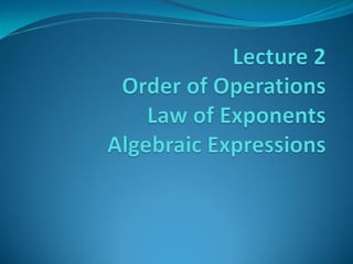 Lecture 02 b algebraic expressions | PDF