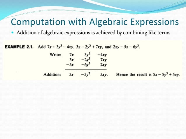 Lecture 02 b algebraic expressions