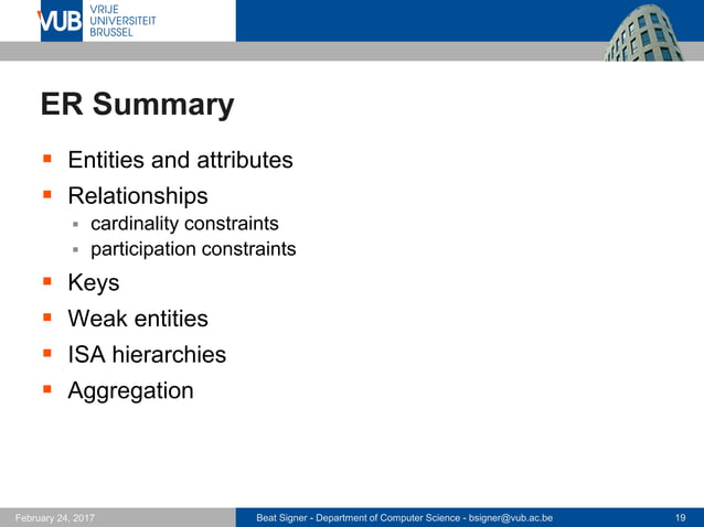 Extended Er Model And Other Modelling Languages Lecture 2 Introduction To Databases