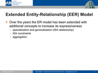Extended ER Model and other Modelling Languages - Lecture 2 - Introduction to Databases ...