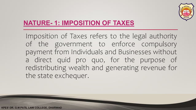 Lecture_02_Nature and Characteristics of Tax.pptx | Government Support ...