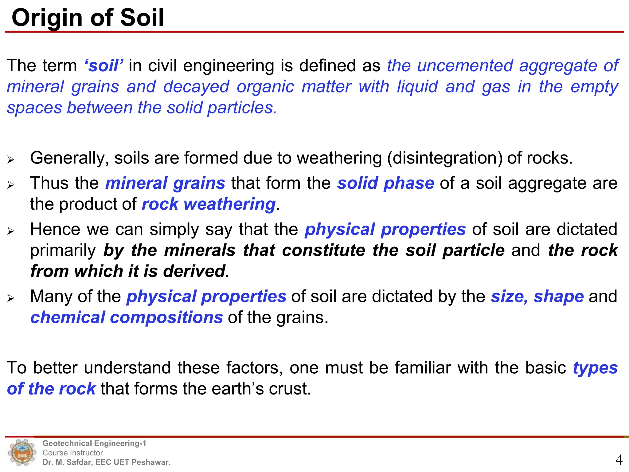 Lecture_02 Soil and its constituents, type of rock, type of soil. (Last ...