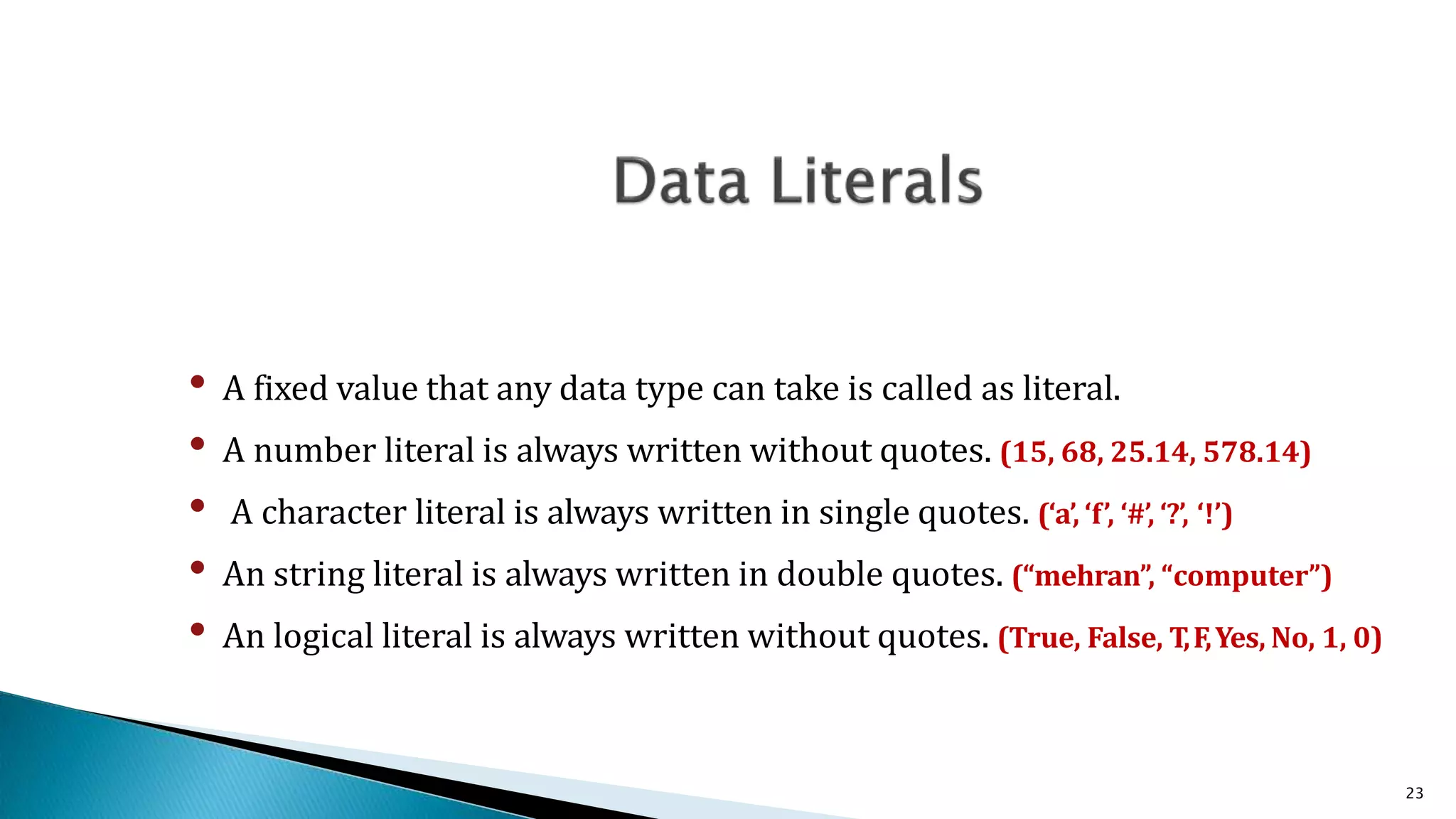 C Computer Programming Language Datatypes Operatorslecture 03 04 Ppt