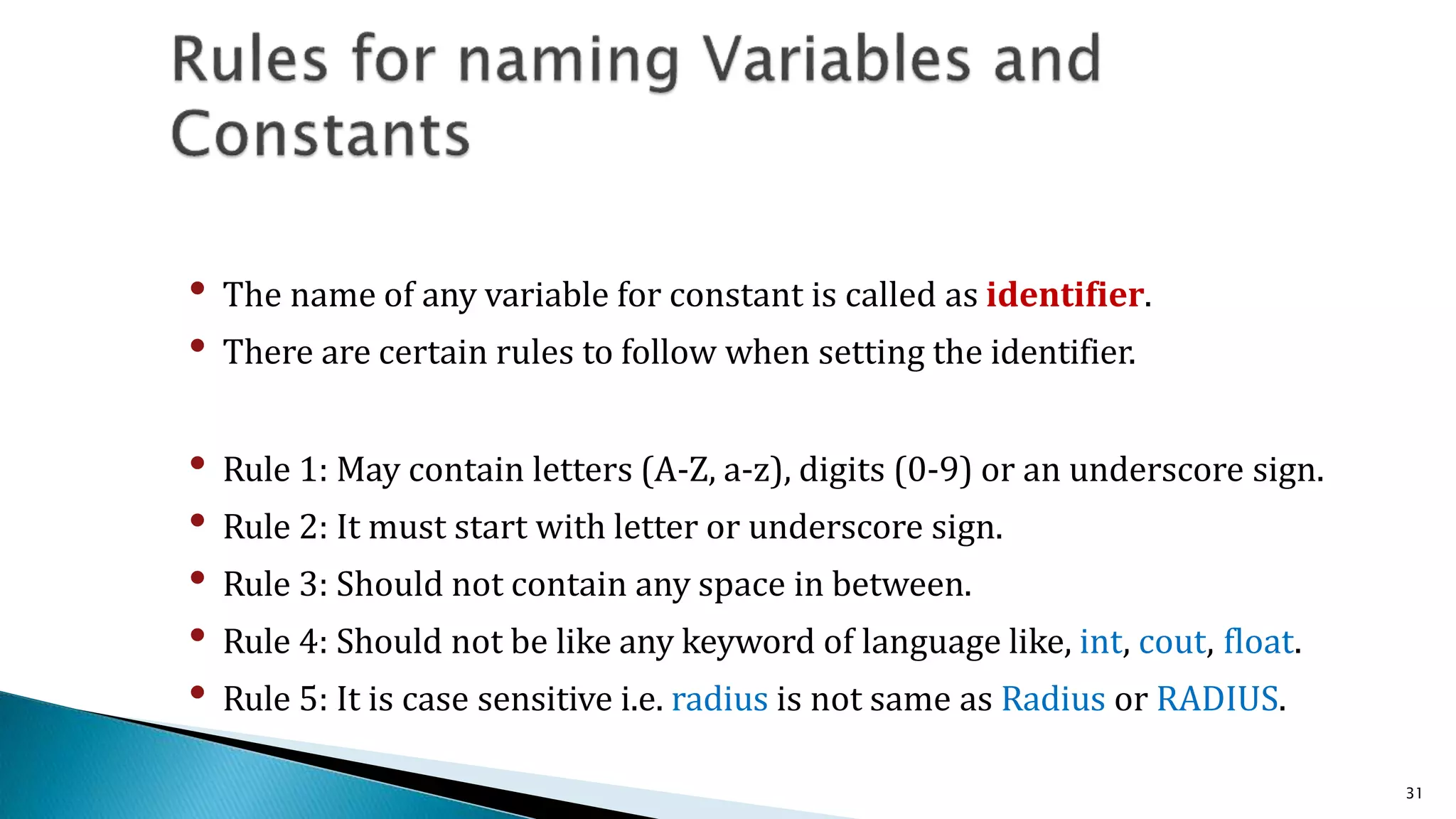 C Computer Programming Language Datatypes Operatorslecture 03 04 Ppt