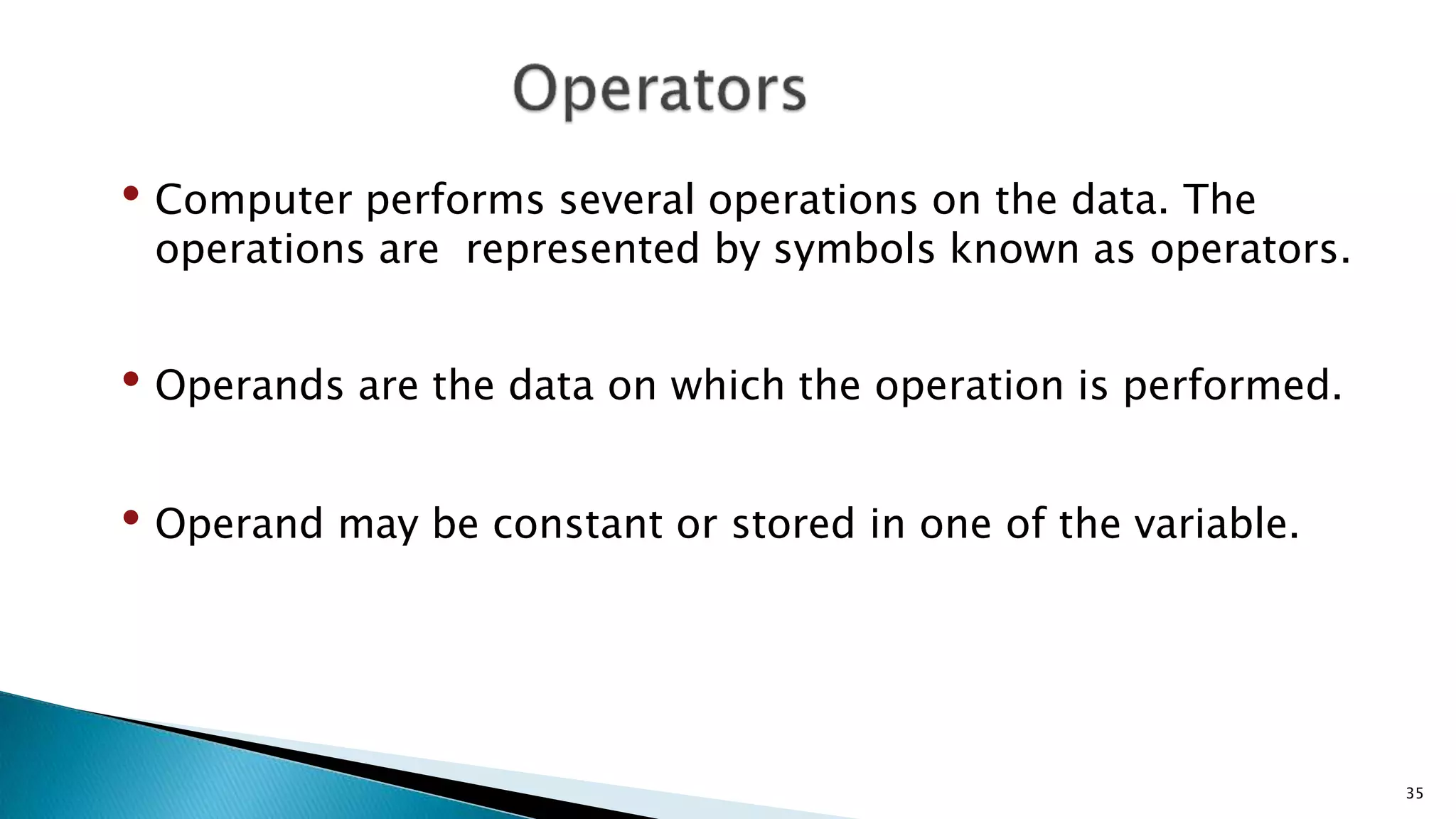 C Computer Programming Language Datatypes Operatorslecture 03 04 Ppt