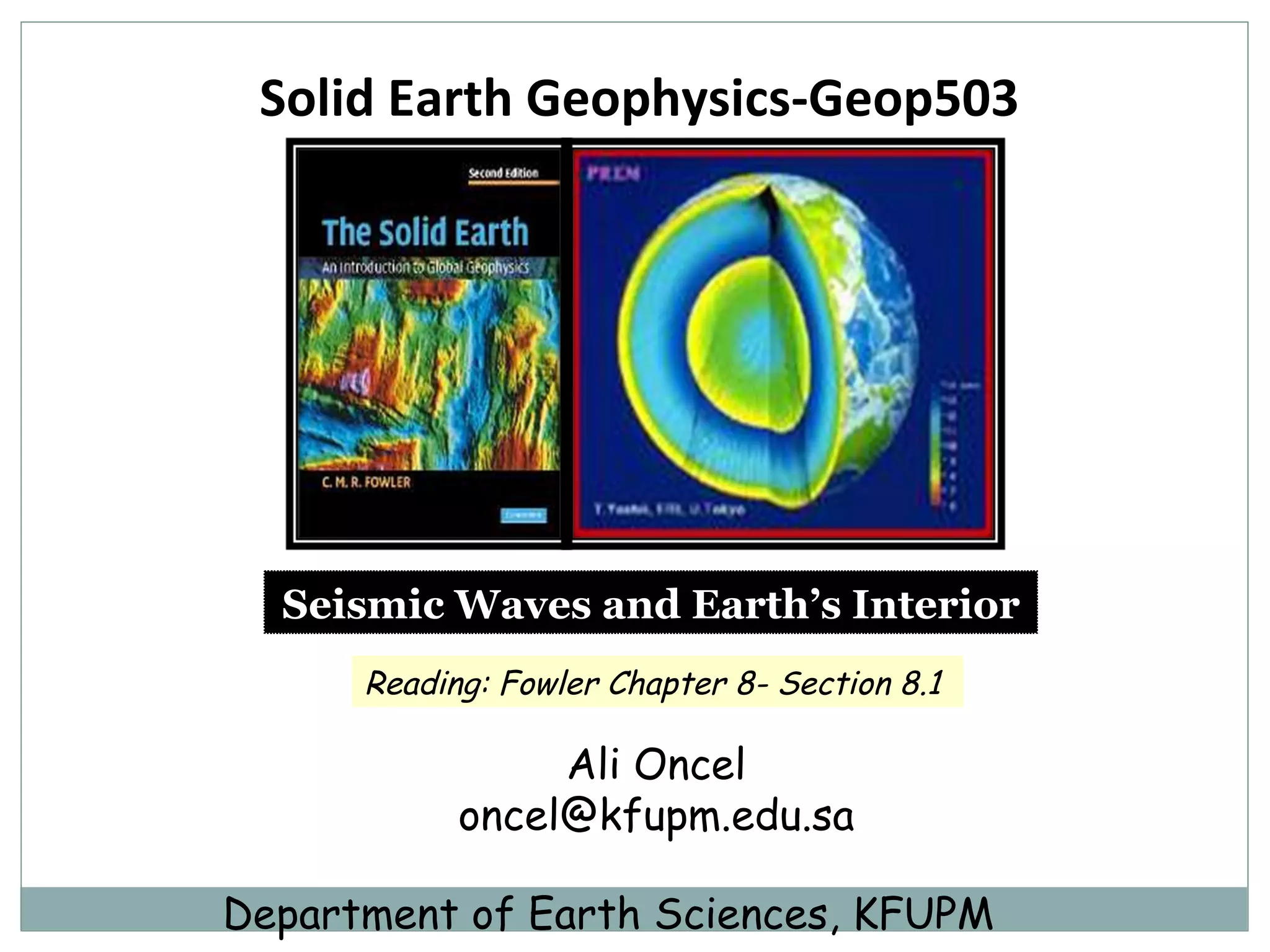 ÖNCEL AKADEMİ: SOLID EARTH GEOPHYSICS | PPT
