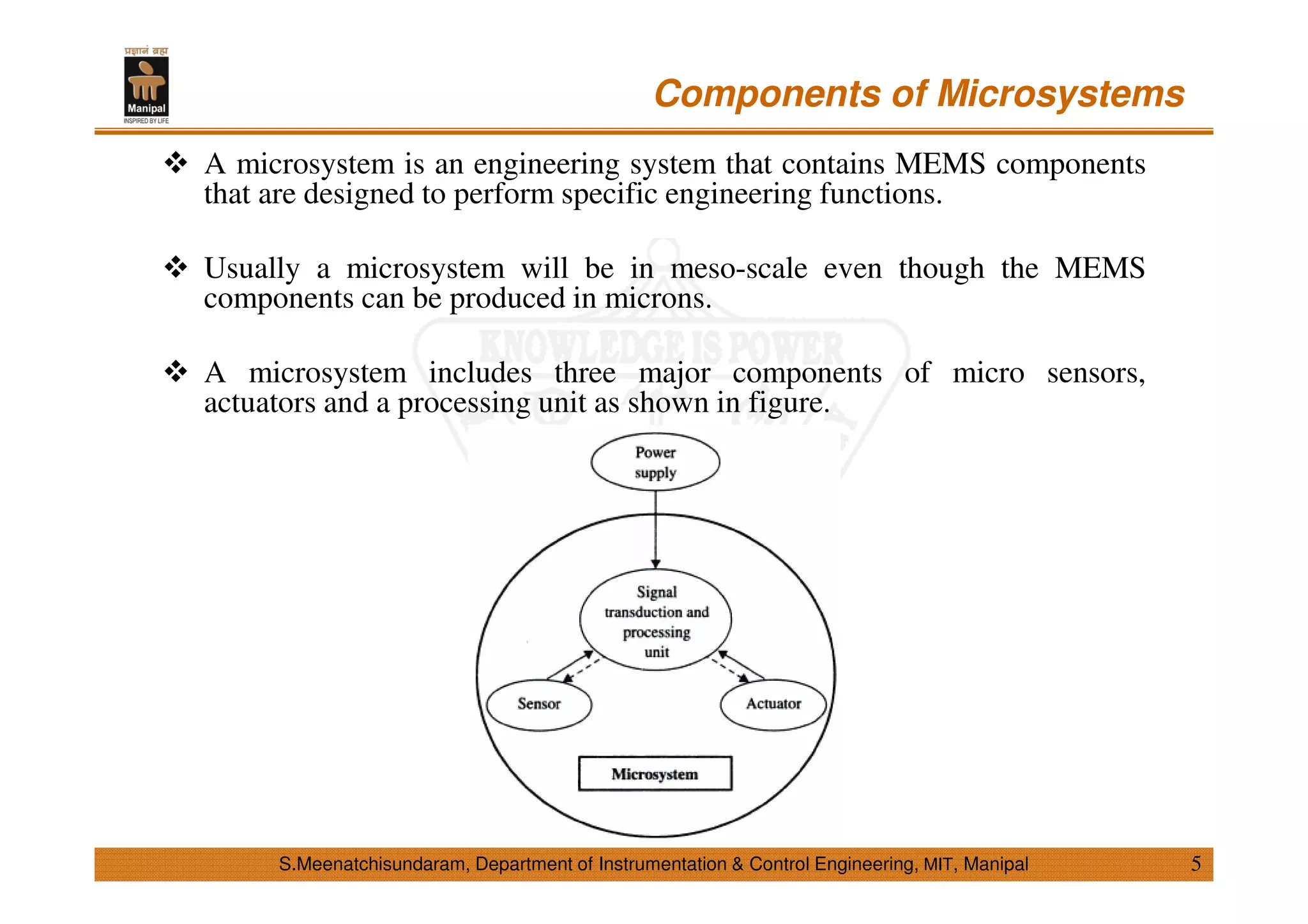 Micro Electro Mechanical Systems (MEMS) Class Materials - Lecture 03 | PPT