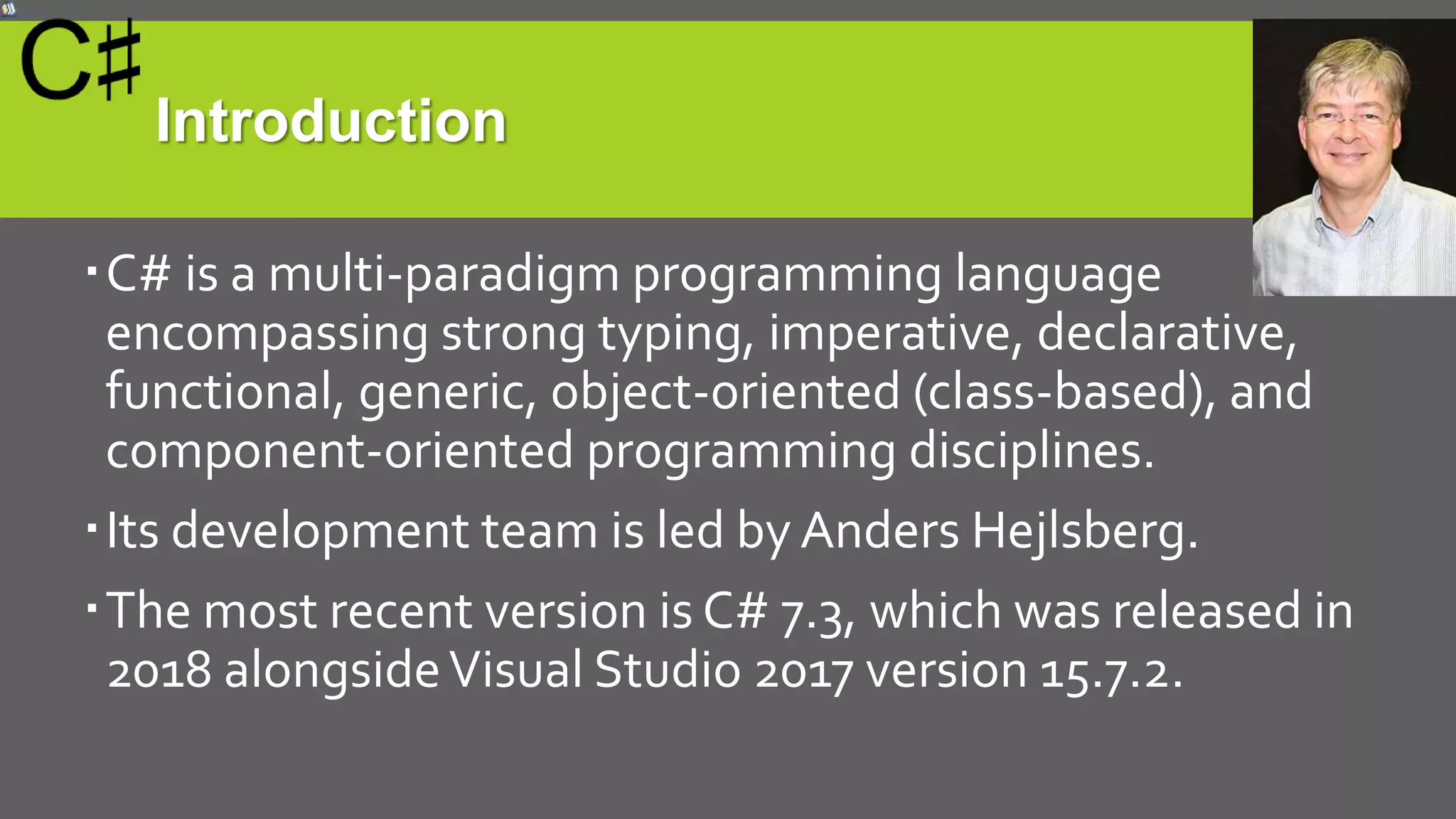 Introduction To C# Programming | Ppt