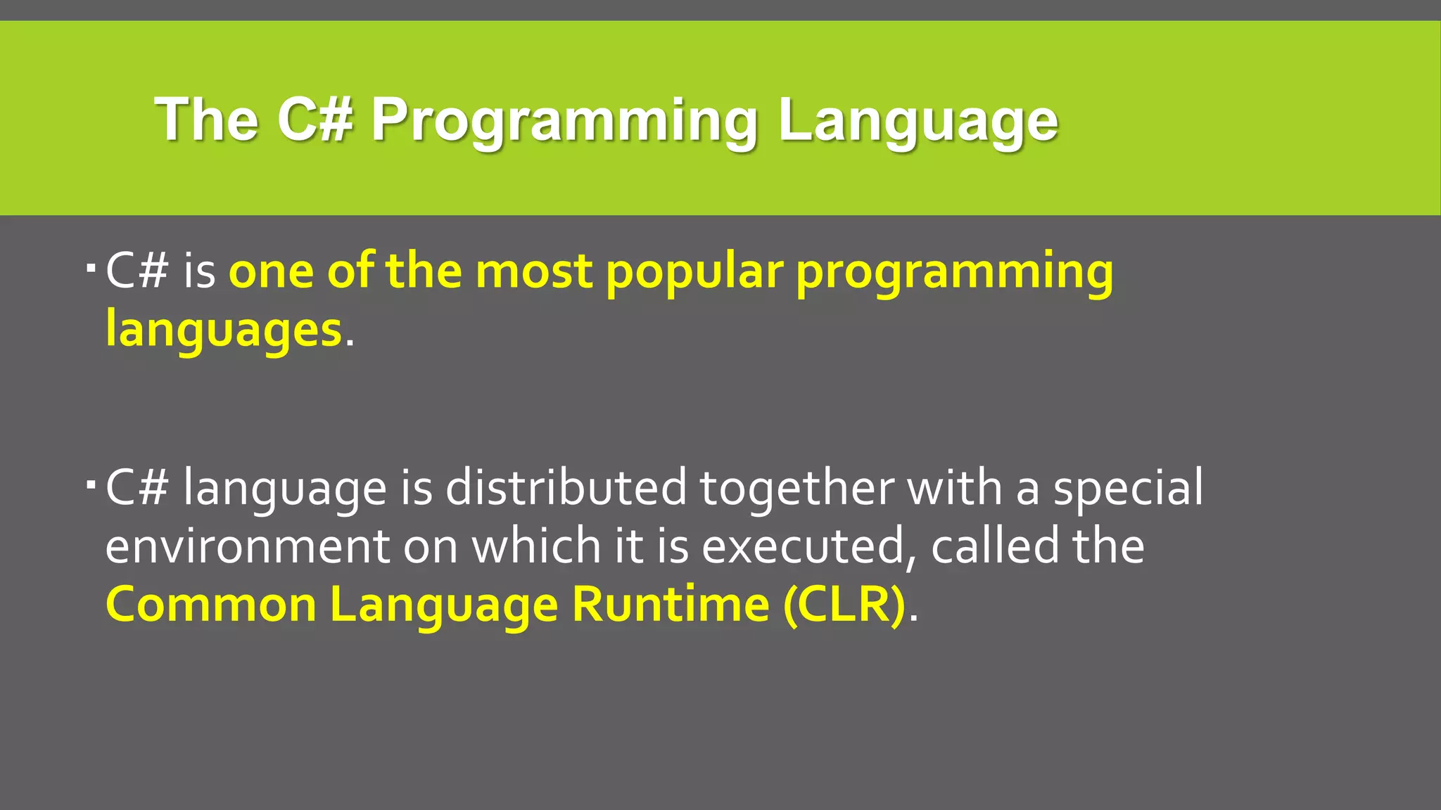 Introduction to C# Programming | PPTX