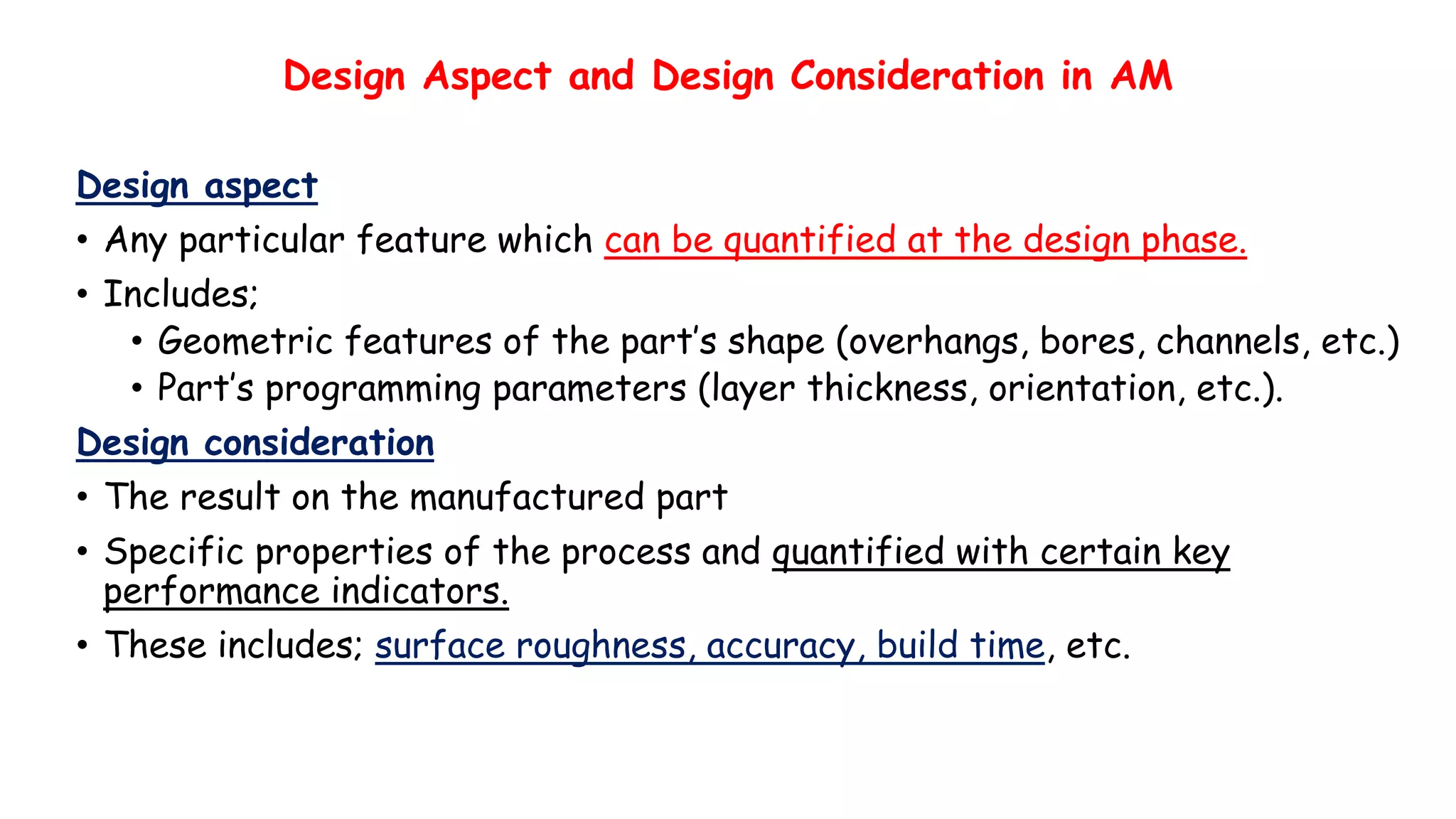 Lecture # 03 Design for Additive Manufacturing | PPTX