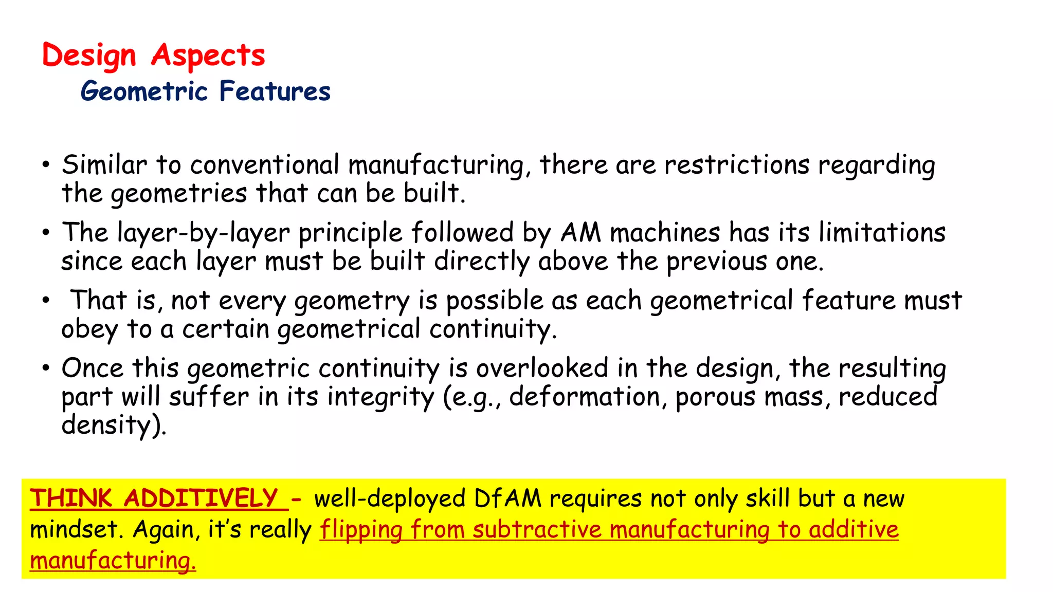 Lecture # 03 Design for Additive Manufacturing | PPTX