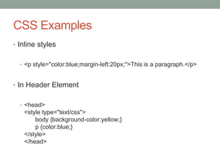 Lecture 03 HTML&CSS Part 2 | PPTX