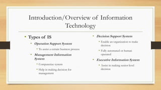 Lecture 03 IS (Information System) And IS Types | PDF