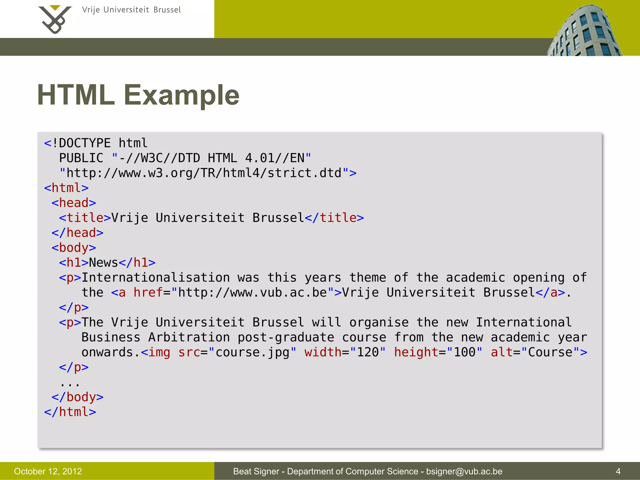 HTML5 and the Open Web Platform - Lecture 03 - Web Information Systems (WE-DINF-11912) | PPT