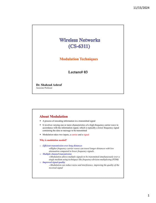 Lecture 03-Digital modulation techniques | PDF