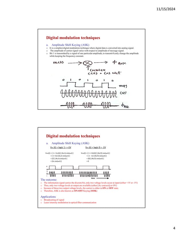 Lecture 03-Digital modulation techniques | PDF