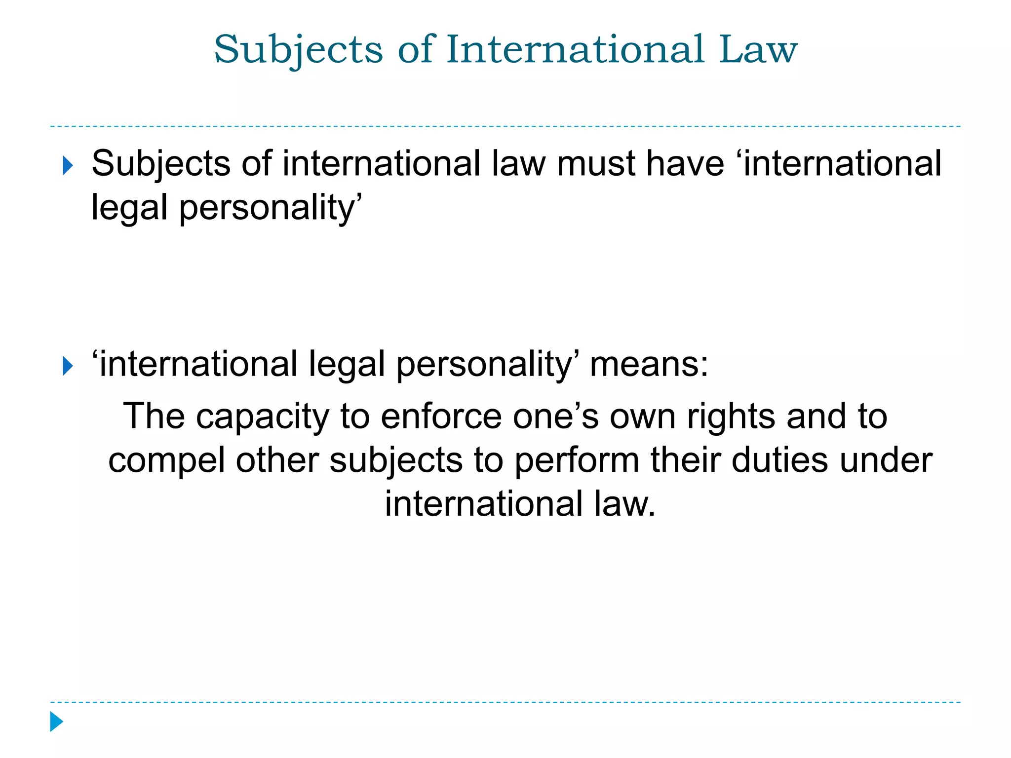 Subjects of International Law | PPTX