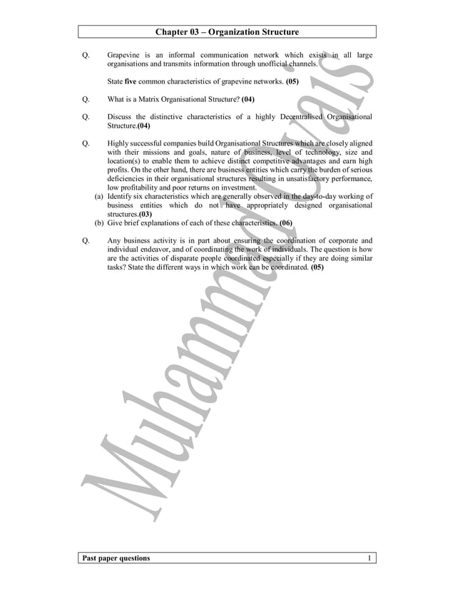 Lecture 03 bmbs organizational structure qs | PDF