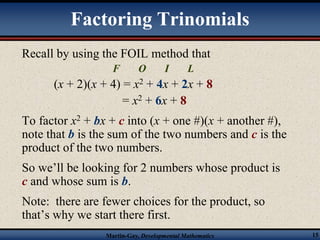 Lecture 03 factoring polynomials good one | PPTX