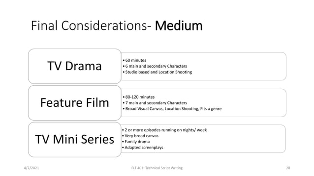Lecture 03 FLT 402 technical script writing | PPT