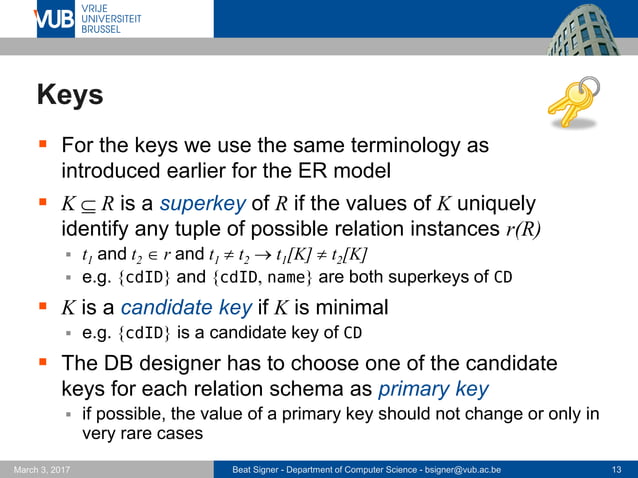 Relational Model and Relational Algebra - Lecture 3 - Introduction to Databases (1007156ANR) | PPT