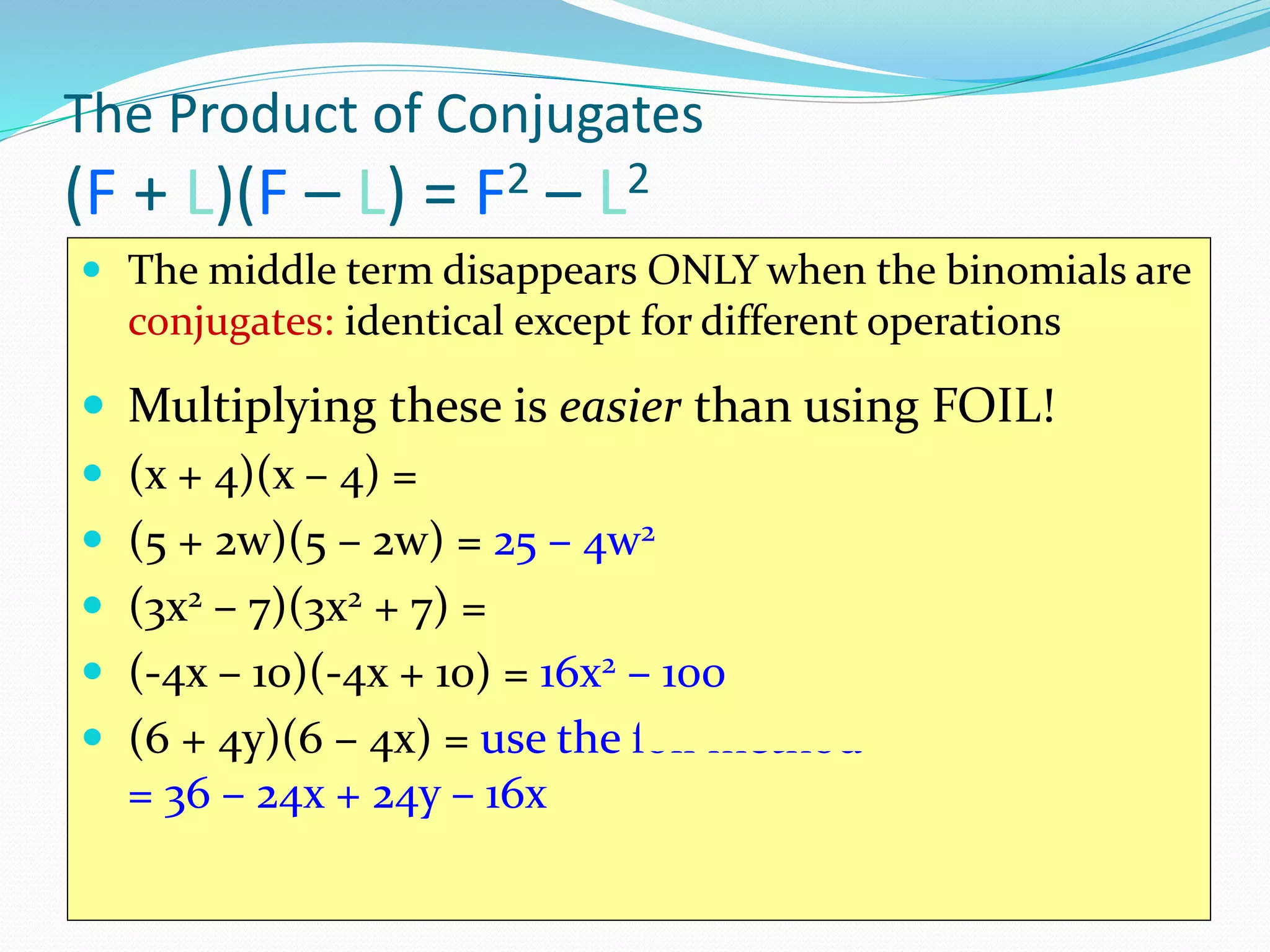 Lecture 03 special products and factoring | PPTX