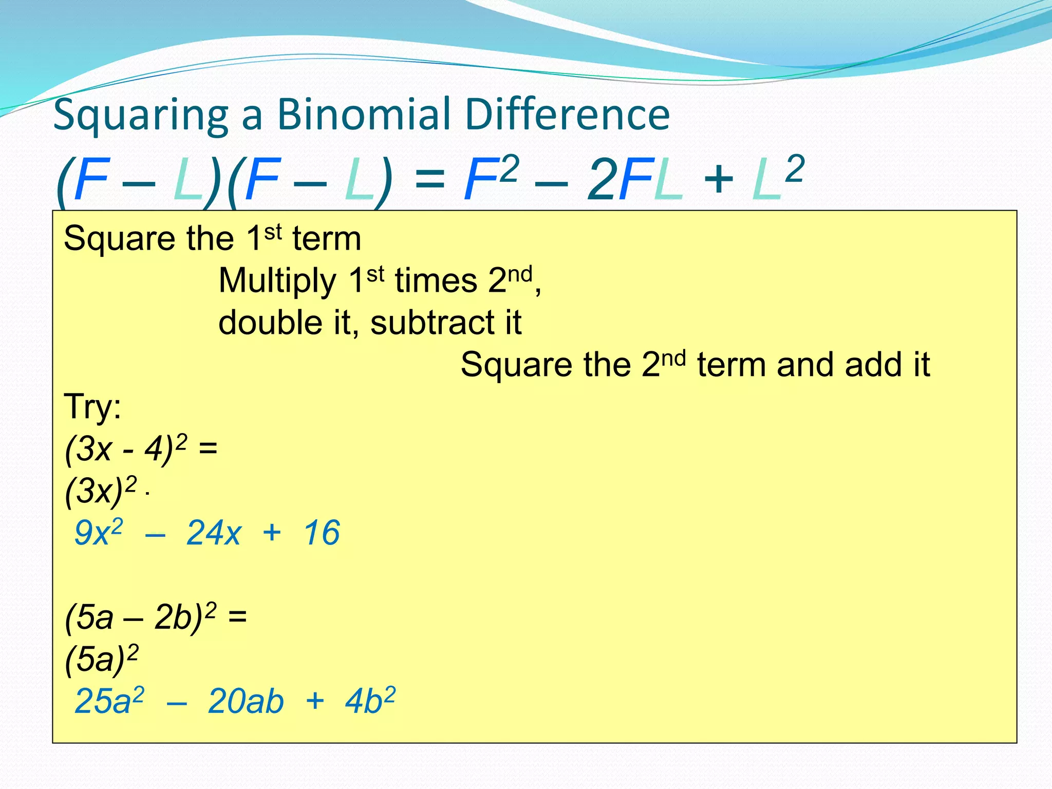 Lecture 03 special products and factoring | PPTX