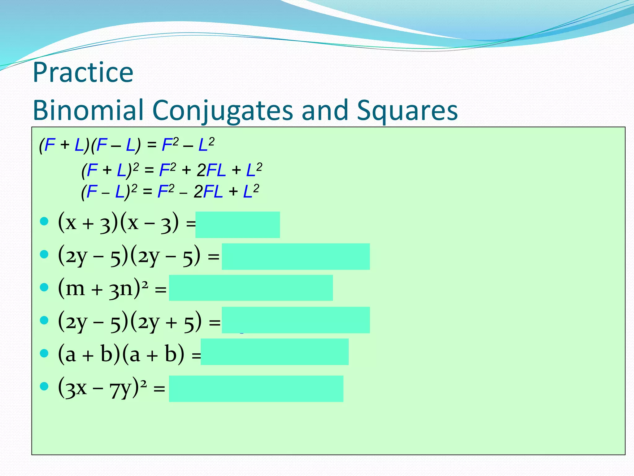 Lecture 03 special products and factoring | PPTX