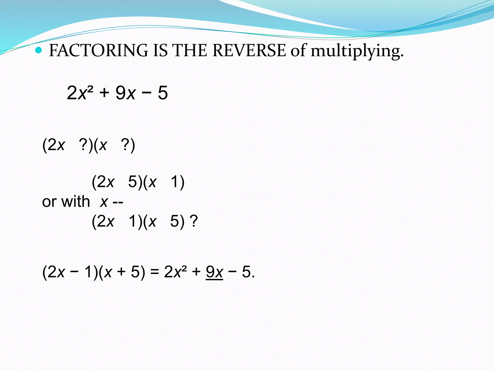 Lecture 03 special products and factoring | PPTX