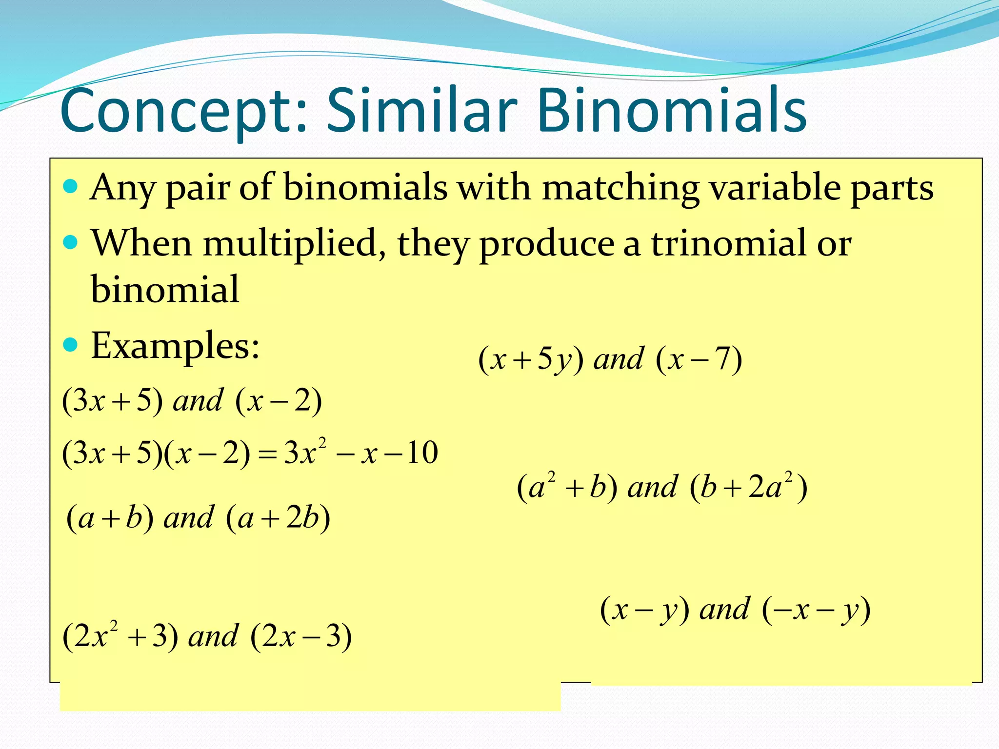 Lecture 03 special products and factoring | PPTX