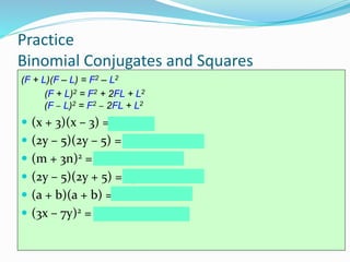 Lecture 03 special products and factoring | PPTX
