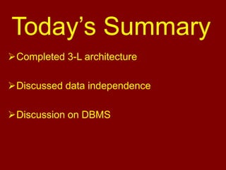Three schema Architecture in DBMS | PPT