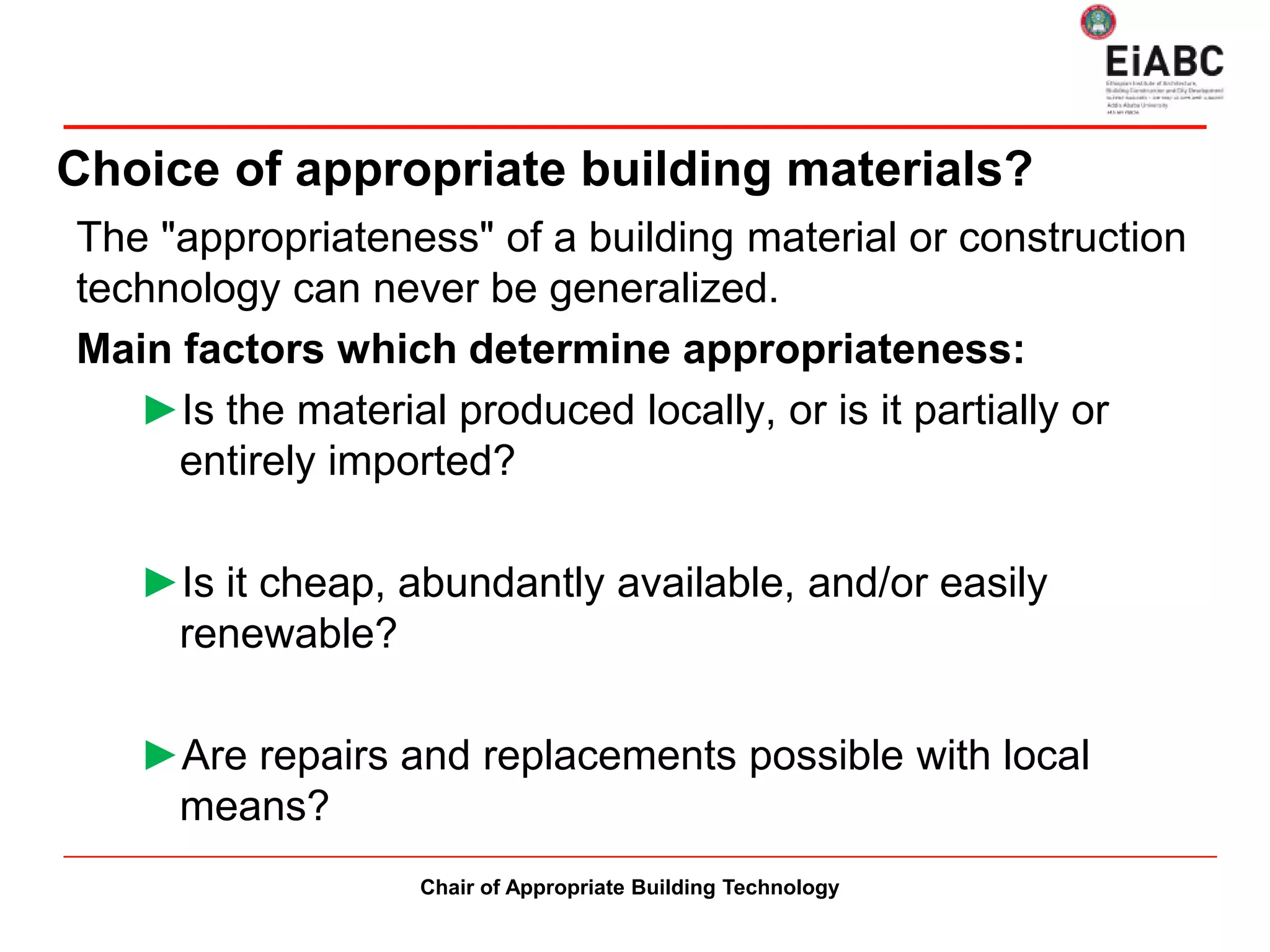 Appropriate material for sustainable building | PPTX | Civil ...