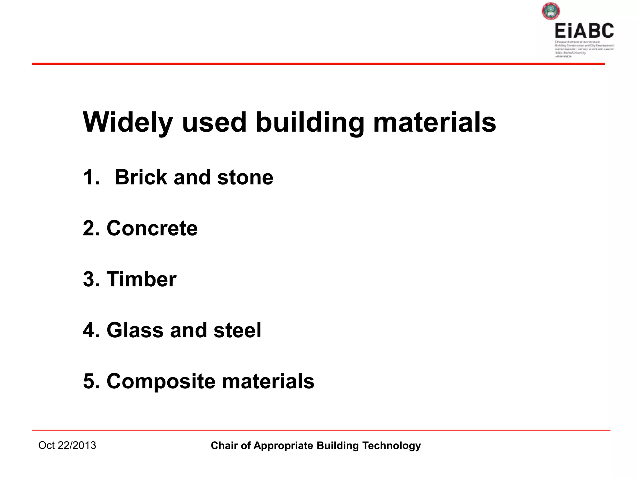 Appropriate material for sustainable building | PPTX | Civil ...
